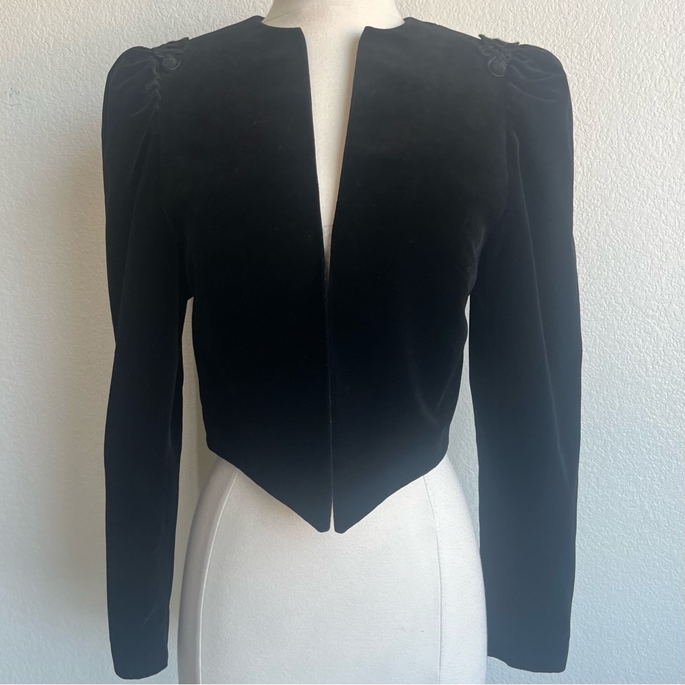 Victorian Vtg 80s Helene Straber Black Velvet Cropped… - Gem